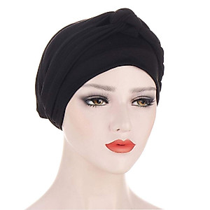 Lucky staryuan ® 3Pack Chemo Cancer Headwear for Women Soft Pre-Tied Twisted Braid Hair Cover Turban Headwear (Black Gray Light Blue)