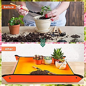 Repotting Mat for Indoor Plant Transplanting & Potting Soil Mess Control, 26.8" X 26.8" Portable Potting Tray Succulent Plant Mat Indoor Gardening tools Gardener Gifts Plant Gift for Plant Lovers