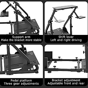 Minneer Immersion Racing Simulator Cockpit/with Black Seat/Fit for Thrustmaster,FANTEC,logitech G25,G29,G92,G923 /Height Adjustable Gaming Steering Wheel Stand/Wheel&Pedals Not Included