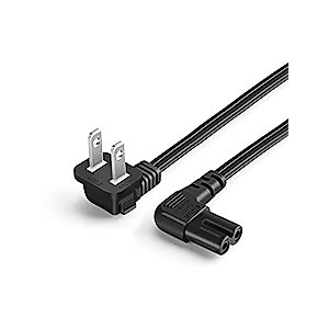 CableCreation 3 Feet 18 AWG Angled 2-Slot Non-Polarized Angle Power Cord (IEC320 C7 to Nema 1-15P), 0.915M / Black