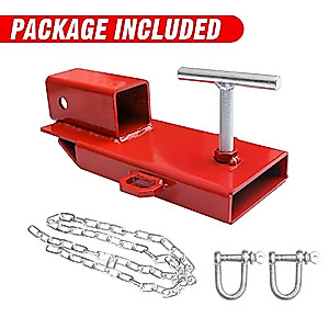 Forklift Trailer Hitch Attachment, AIWARGOD 1PC 2" Receiver Trailer Towing Adapter with Chain Red