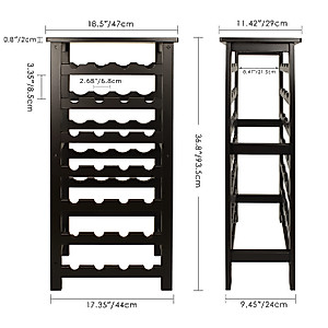 SMIBUY Bamboo Wine Rack, 28 Bottles Display Holder with Table Top, 7-Tier Free Standing Storage Shelves for Kitchen, Pantry, Cellar, Bar (Dark Brown)