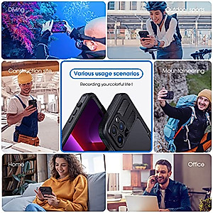 VONNOBILITY iPhone 14 Pro Max Waterproof Case, IP68 Full-Body Heavy Duty with Built-in Screen Protector, 6.7 inch - Black