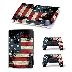 Vinyl Skin Sticker Decal Cover for PS5 Digital Edition, The Flag of The United States PS5 Console and Controllers Skin