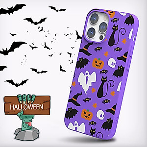 CAROKI Halloween Matte Phone Case for iPhone 13 Pro Max with Purple Matte Halloween Ghost Pumpkin Pattern Soft TPU Anti-Fall Protective Slim Shockproof Cover for iPhone 13 Pro Max