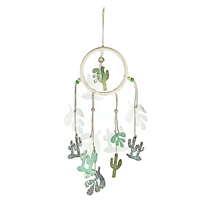 Roser Life Modern Wall Dream Catcher Decor Mobile,Handmade Hanging Boho Dream Catchers,for Bedroom Kids Baby Women Men Boys Girls Nursery Teepee Home Party Outdoor Garden Green Cactus,Pack of 1