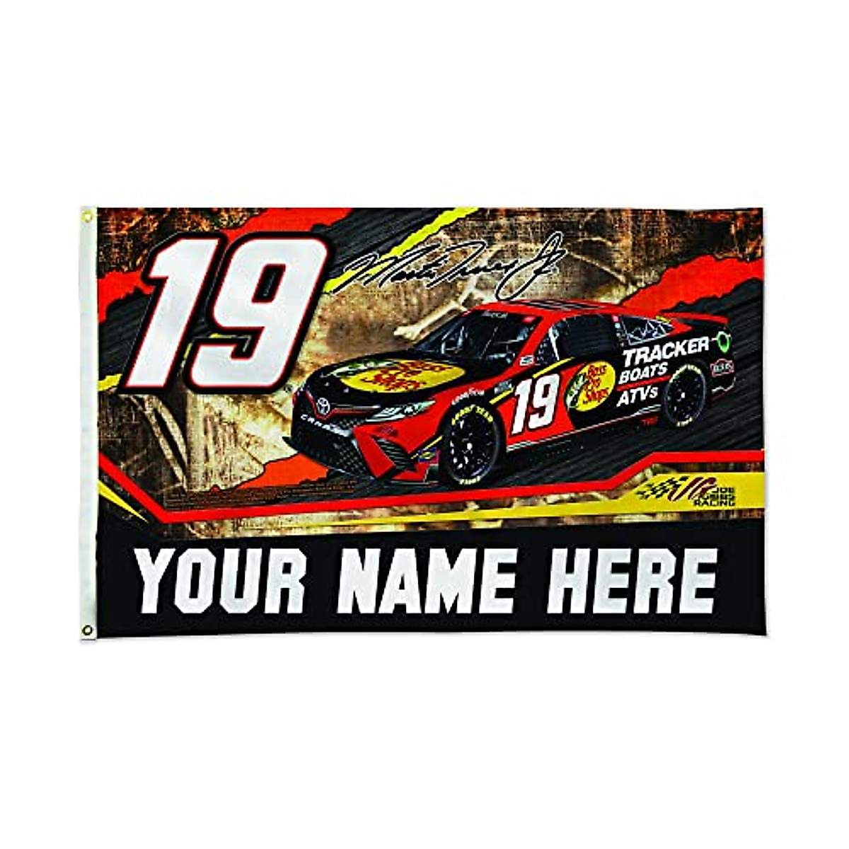NASCAR Martin Truex Jr #19 BASS PRO SHOPS Personalized - Custom 3' x 5' Banner Flag - Made in The USA - Indoor or Outdoor Décor