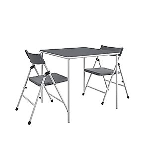 CoscoProducts Kid's 3-Piece Activity Set, Table and 2 Folding Chairs, Pinch-Free Design, Easy to Clean, Multi-Purpose, Easy to Assemble, Portable, Great for Snacking, Homework, & Games, Grey