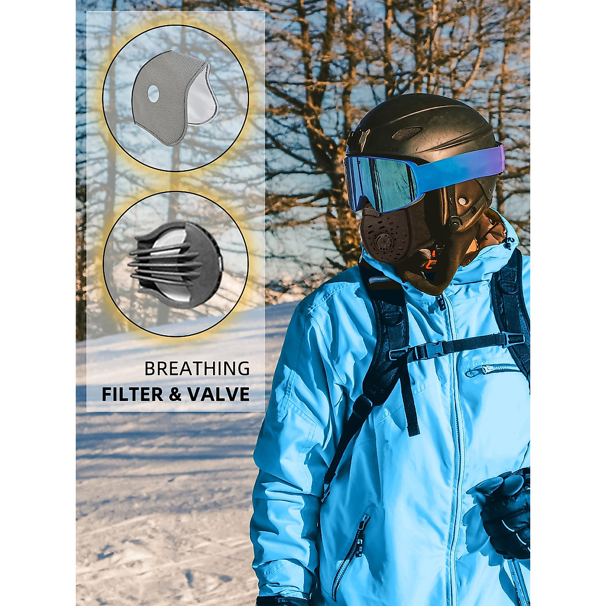 ROCKBROS Ski Mask Balaclava Winter Mask for Men Baclava Cold Weather Thermal Black