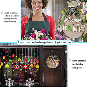 MerryNine 30cm/11.8" Round Welcome Door Sign, Interchangeable Seasonal Icon Wooden Wall Decoration, Various Holiday Christmas New Year Decoration for Garden/Porch/Farmhouse/Store