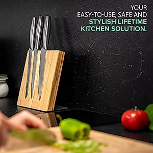 Magnetic Knife Block Without Knives By Coninx - Magnetic Knife Holder for Safe, Clean & Tidy Knife Storage - Bamboo Knife Rack Magnetic Stand for Cooking Utensils & More - Elegant Magnetic Knife Rack