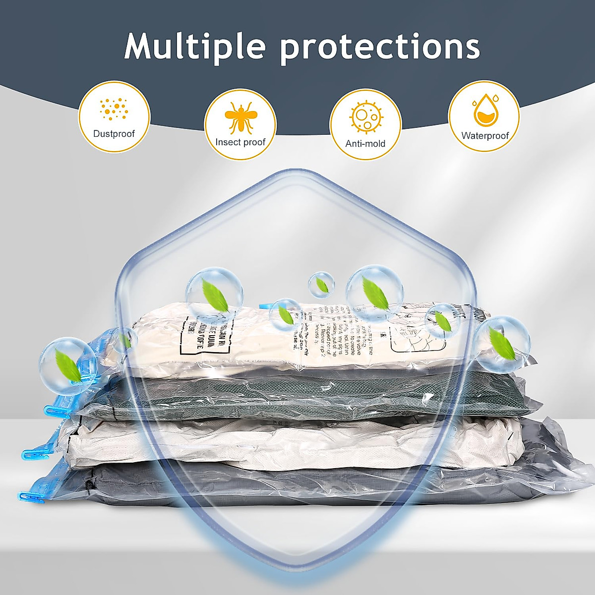 SUPFOO Space Saver Vacuum Storage Bags with Electric Pump,6 Pack(2 Jumbo/2 Large/2 Medium) Double Zip Seal,Vacuum Seal Bags Fit Clothes,Comforters,Blankets,Mattress,Duvets,Pillows,Travel