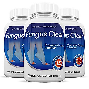 Justified Laboratories (3 Pack) Fungus Clear Pills 1.5 Billion CFU Probiotic Supports Strong Healthy Natural Clear Nails Plus Eliminates Fungus 180 Capsules