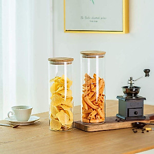 TSTSM Glass Pasta Jars,1.8L Spaghetti Storage Jars with Lid,Airtight Food Storage Containers,Transparent Household Whole Grain Bucket,Storage Tank for Snacks, Tea, Coffee Beans-2pcs