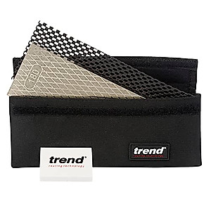 Trend 8-Inch Diamond Sharpening & Flattening Stone, Double Sided (180/600 Grit) Bench Stone with Pouch, Cleaning Block & Non-Slip Mat, DWS/CP8/FX