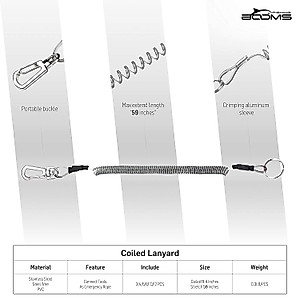 Booms Fishing T02 Heavy Duty Coil Lanyards and T04 Tool Lanyards