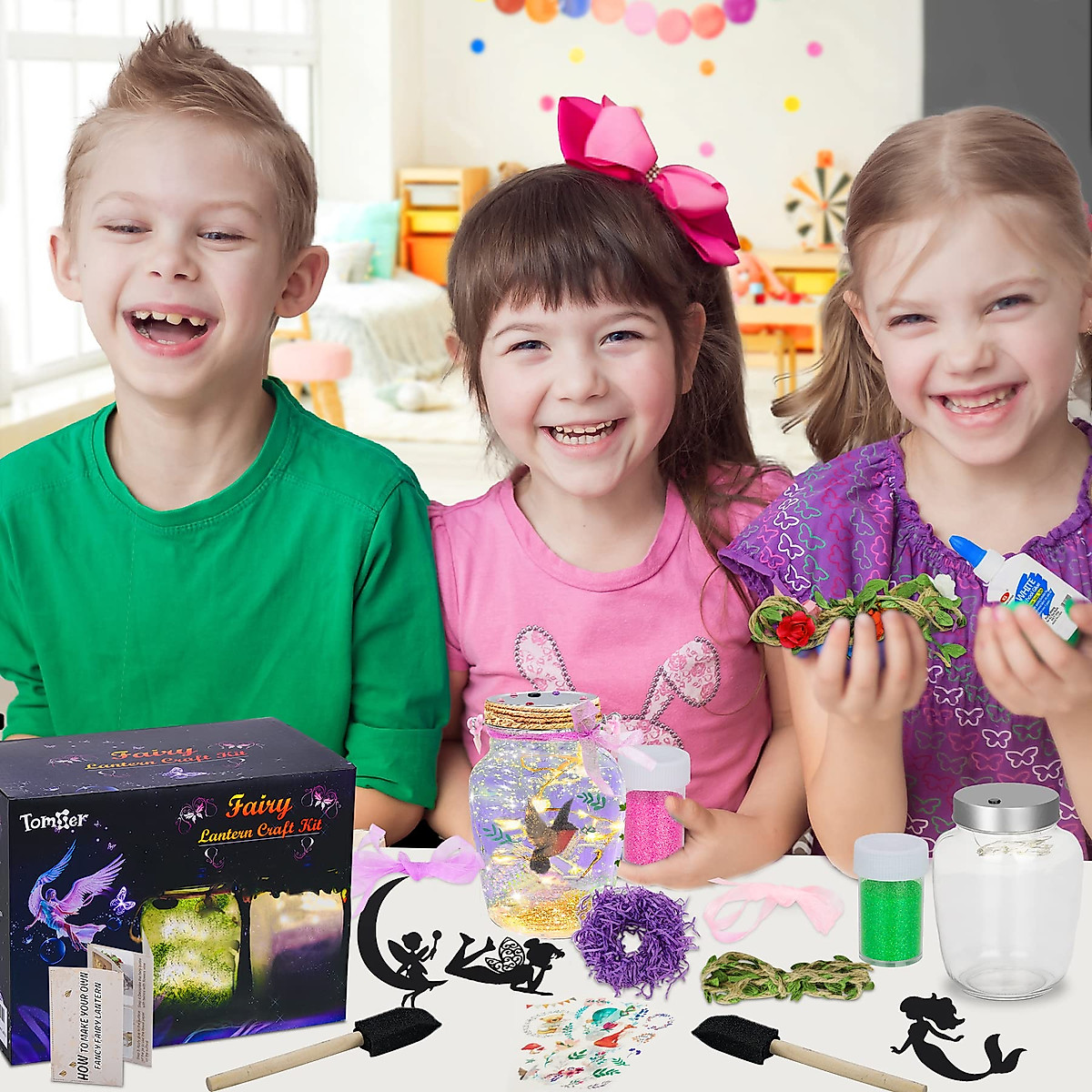 Fairy Lantern Craft Kit for Girls - 23pcs DIY Kits for Kids Arts and Craft Kits for Girls Ages 8-12, Fairy in A Jar Light Garden Kit, Creative Activities for School, Birthday Fairy Party Decorations