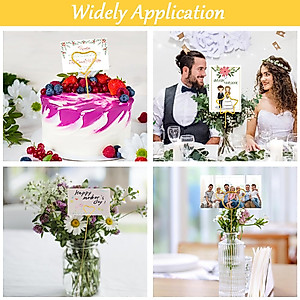 Aohcae 30 Pcs Metal Wire Floral Place Card Holder, Gold Floral Card Holder Picks Photo Picture Memo Gift Card Holder for Flower Arrangement Wedding, Birthday, Party Favor(Heart+Star+Mickey)