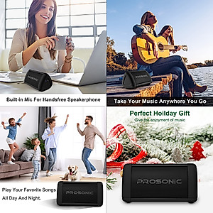Prosonic BT3 Portable Wireless Bluetooth Speaker with 10W Stereo Sound & Bass Boost -Rich Sound & Intense Bass -Bluetooth 5.0 -Microphone -IPX5 - in & Outdoor Speaker (Black)