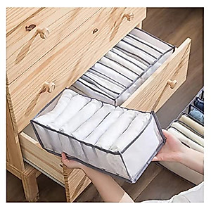 EZBOHO 5 PCS Wardrobe Clothes Organizers Mesh Clothing Drawer Organizer Washable Pants Organizer for Drawer Foldable Compartment Closet Storage Box for Jeans Leggings T-shirts(Gray)