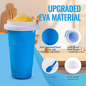 Slushie Cup 2Pcs, PandyCare Slushy Slushie Maker Cup (EVA Material) - DIY Frozen Magic Slushy Smoothies Milk Shake Cooling Cups Instant Slushie Maker Icee Cups Slushie with Lids - Blue & Pink 2Pcs