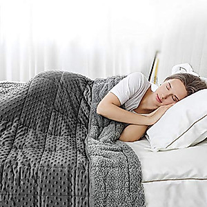 Double Couple Sherpa Fleece Weighted Blanket for Adult 20 lbs 60"x80" Queen Size 160-280 lbs Individuals Extra Fuzzy Throw Blanket Plush Heavy Blanket with Premium Glass Beads for Bed