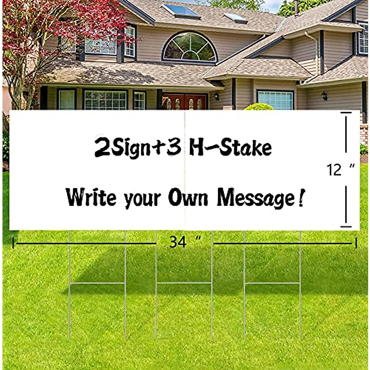 Blank Yard Signs with Stakes 17",White Corrugated Plastic Lawn Sign Double Sided for Garage Sale,Estate,Rent,Security,Address,Poster Board 17 x 12 In,DIY Custom House Outdoor Sign,5 Packs