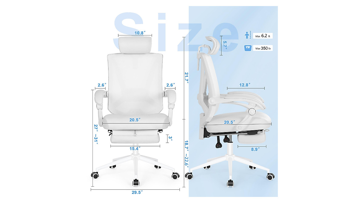 Misolant Ergonomic Office Chair with Footrest - Adjustable Support