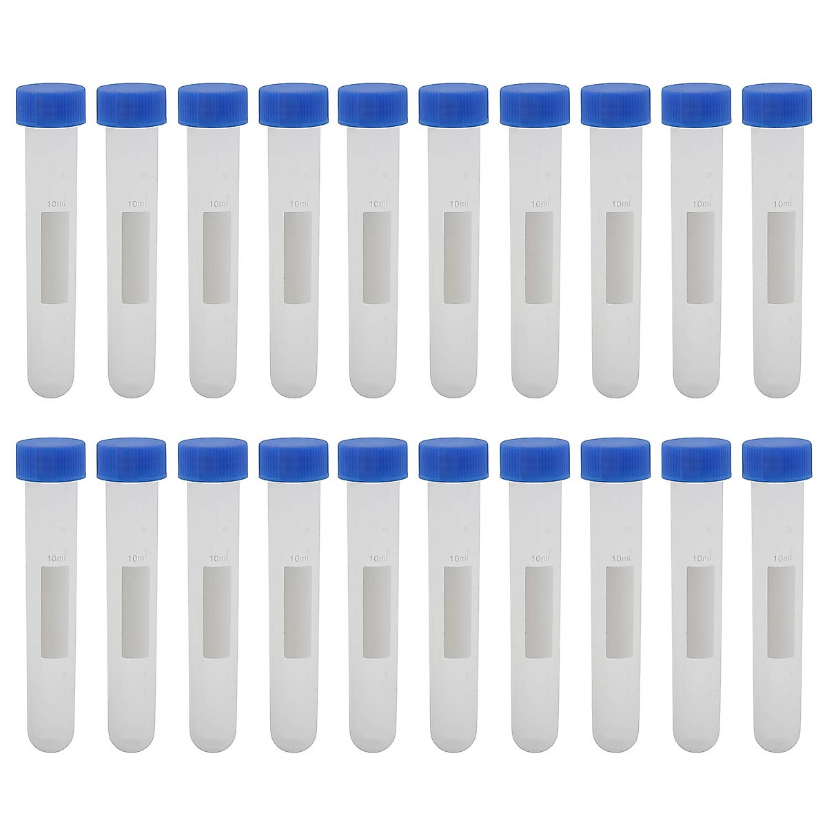 Kesell Centrifuge Tubes Round Bottom Screw Cap Plastic Test Tube Vials 10ml with Graduation and Writing Area, Pack of 20