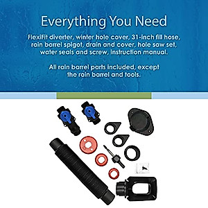 EarthMinded Rain Barrel Diverter Kit - Rain Diverter for 3 x 4 Inch Downspouts, Includes Spigot and Downspout Diverter - Convert Containers into Rain Barrels - Easy to Install