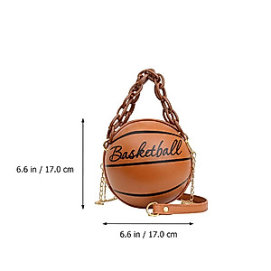 Basketball Shape Handbags Fashion PU Round Purse Tote Shoulder Bag Adjustable Strap Messenger Bag for Women Girls