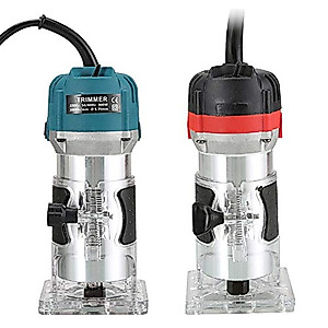 TAUFAOD Palm Router Electric Hand Trimmer Wood Router Collets Woodworking Tool Laminate Trimmer 110V 800W (800W Blue)