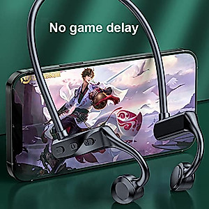 PUOX Bone Conduction Headphones, Bluetooth 5.0 Open Back Headphones, Sports Sweatproof Headphones, Built-in Microphone Wireless Headphones for Running, Cycling, Rock Climbing