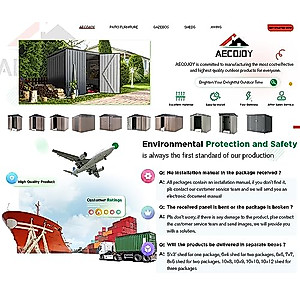 AECOJOY Storage Shed, 3 x 7 Ft Horizontal Bike Sheds & Outdoor Storage, Small Metal Outdoor Storage Cabinet for Garden