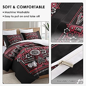 Duvet Cover Twin Size, Gaming Vintage Game City Bedding Set with Zipper Closure for Kids and Adults, Money Red America Comforter Cover with Pillow Sham for Bedroom Bed Decor