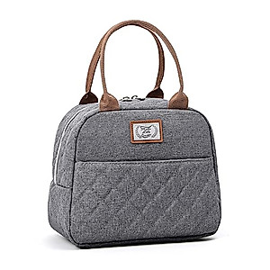 Lekesky Lunch Bag for Women Lunch Box Insulated Cute Lunch Tote Bag Leakproof Lunchbox for Adult Work, Grey