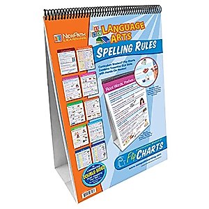 Spelling Rules Flip Chart Set (Grades 3 - 6) - 10 Laminated Write-On/Wipe-Off, Double-Sided Charts Mounted on Easel with Activity Guide