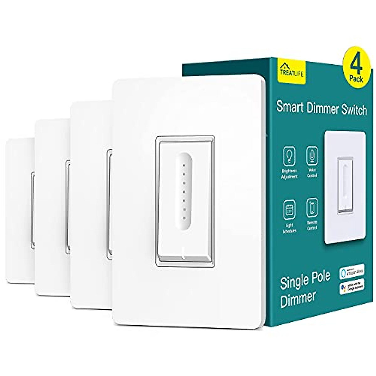 4 Pack Smart Dimmer Switch + 4 Pack Smart Light Switch Bundles