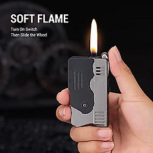 Morisk Torch Lighter Switchable Soft / Jet Flame, Butane Pipe Lighter Refillable with Lockable Function, Cool Foldable Lighters Unique Gift for Men(Butane Not Included)