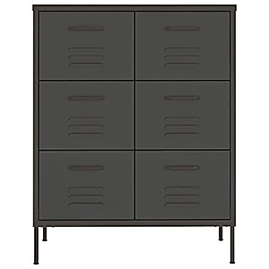 GOLINPEILO Metal 6-Drawer Storage Cabinet, Steel Drawer Storage Organizer, Metal Storage Dresser Cabinet, Office Storage File Cabinet for Home Office Organization, 31.5"x13.8"x40" Anthracite
