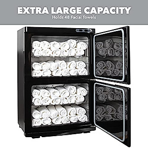 ForPro Expert Double Hot Towel Warmer, 46L Extra Large Capacity, Holds 48 Towels, Rust Resistant Towel Heater with Stainless Steel Racks, 25.5” H x 17.75” W x 11” D, Black