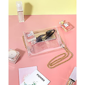 LHMTQVK Clear Purse for Women Clear Crossbody Bag Stadium Approved Transparent Bags for Concerts Sports Event Party (Golden)