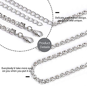 Twinklede Boho Leg Chain Silver Crystal Thigh Chains Festival Rave Body Chain Party Club Leg Jewelry for Women and Girls (Pack of 2)