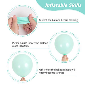 RUBFAC 129pcs Mint Green Balloons Different Sizes 18 12 10 5 Inch, Pastel Makani Blue Balloon Garland Arch Kit for Birthday Baby Shower Gender Reveal Wedding Party Decoration