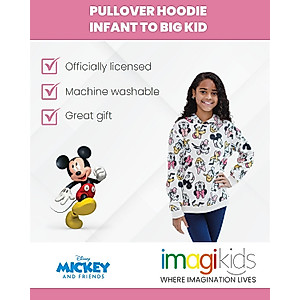 Disney Minnie Mouse Little Girls Fleece Pullover Hoodie White/Bow 7-8