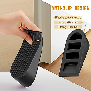 Crosize Black Extra Large Door Stopper, High 1.9 Inches Big Door Stop for Floor Rubber Doorstop Wedge, Door Gaps and Prevent The Lock-Outs, Floor Sturdy Door Stopper for Heavy Duty Door Bottom of Door