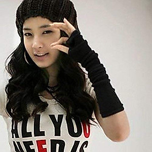 UPSTORE Fingerless Elastic Arm Sleeve Winter Warmer Armsleeve Cuff for Ladies Women Girl Color Light Grey (Black)