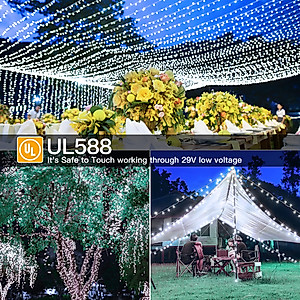 Ollny Outdoor String Lights 800LED 262FT, Waterproof Led Fairy Light with Remote Plug in 8 Modes, Cool White Christmas Lights for Outside Indoor Bedroom Patio Camping Garden
