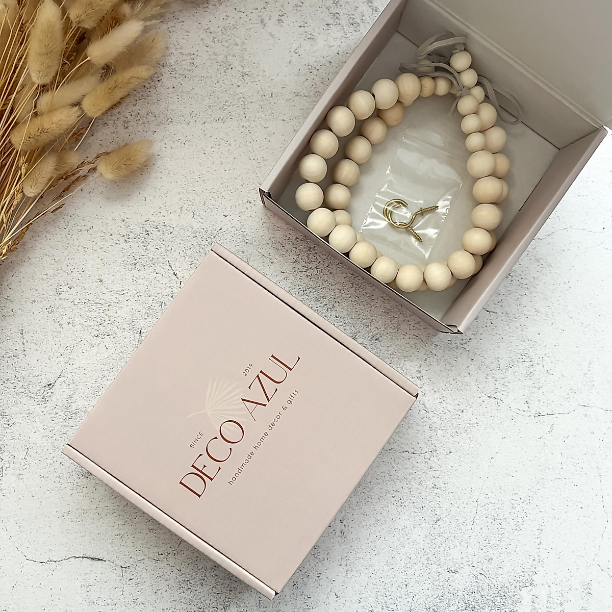 Deco Azul Curtain tiebacks - Curtain Hooks for Drapes - Boho Curtain tie Backs - Natural Wood Bead Curtain Ties - Curtain Holdbacks - Drappery Tiebacks - Curtain Holders - Set of 2