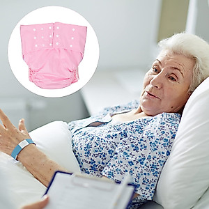 DOITOOL Washable Nappy Cover Diaper Pants Cotton Adult Reusable Nappy Cover Diaper Pant Cloth Incontinence Underwear for The Elderly and Disabled Pink